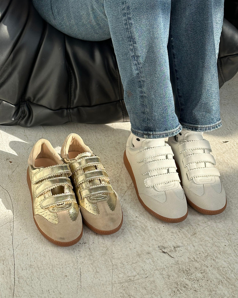 MOMENTUM Gold Velcro Low-Top Women's Sneakers – Steve Madden