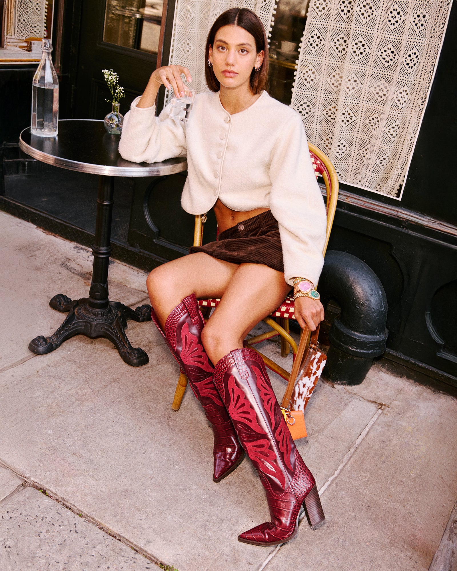 KAZ Burgundy Pointed-Toe Knee-High Block Heel Western Women's Boot – Steve Madden