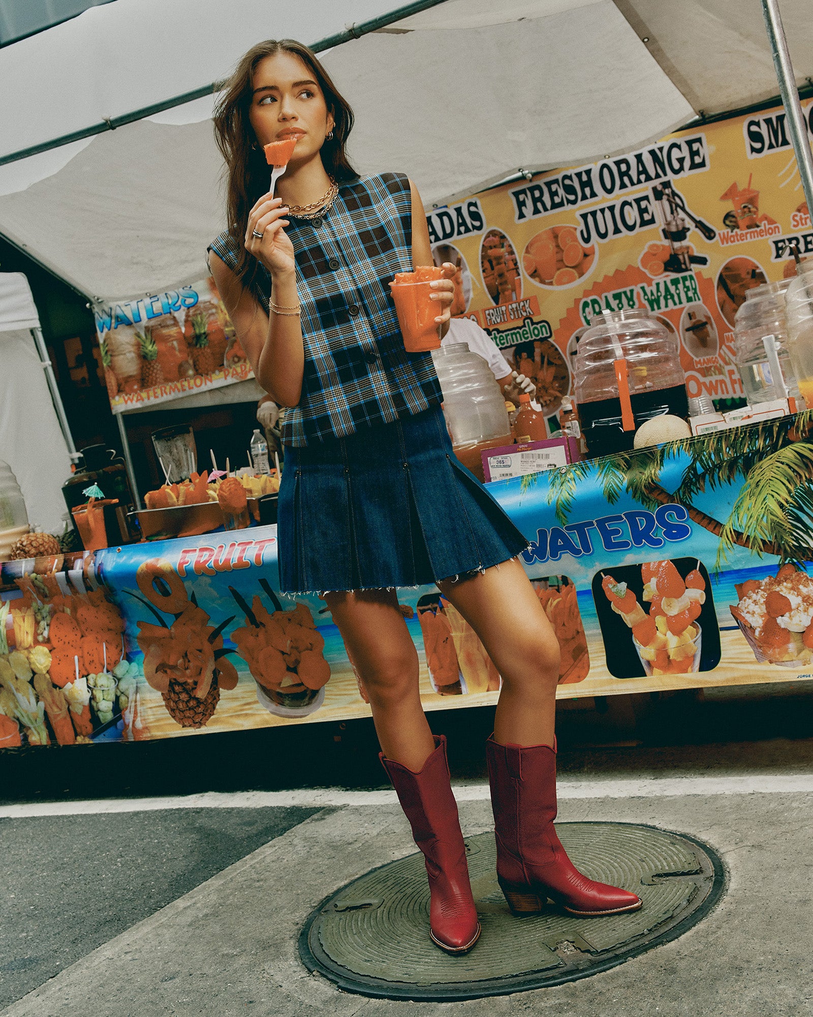 JOAN Deep Indigo Pleated Denim Matching Set Women's Skirt – Steve Madden