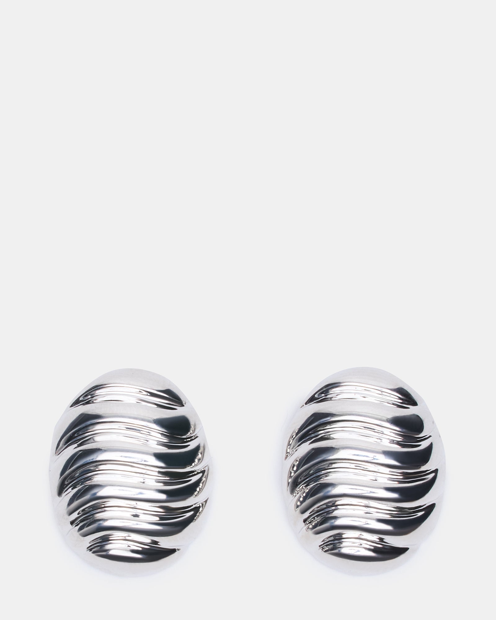 GROOVED CIRCULAR STUD EARRINGS SILVER Women's Sculpted Grooved Stud ...