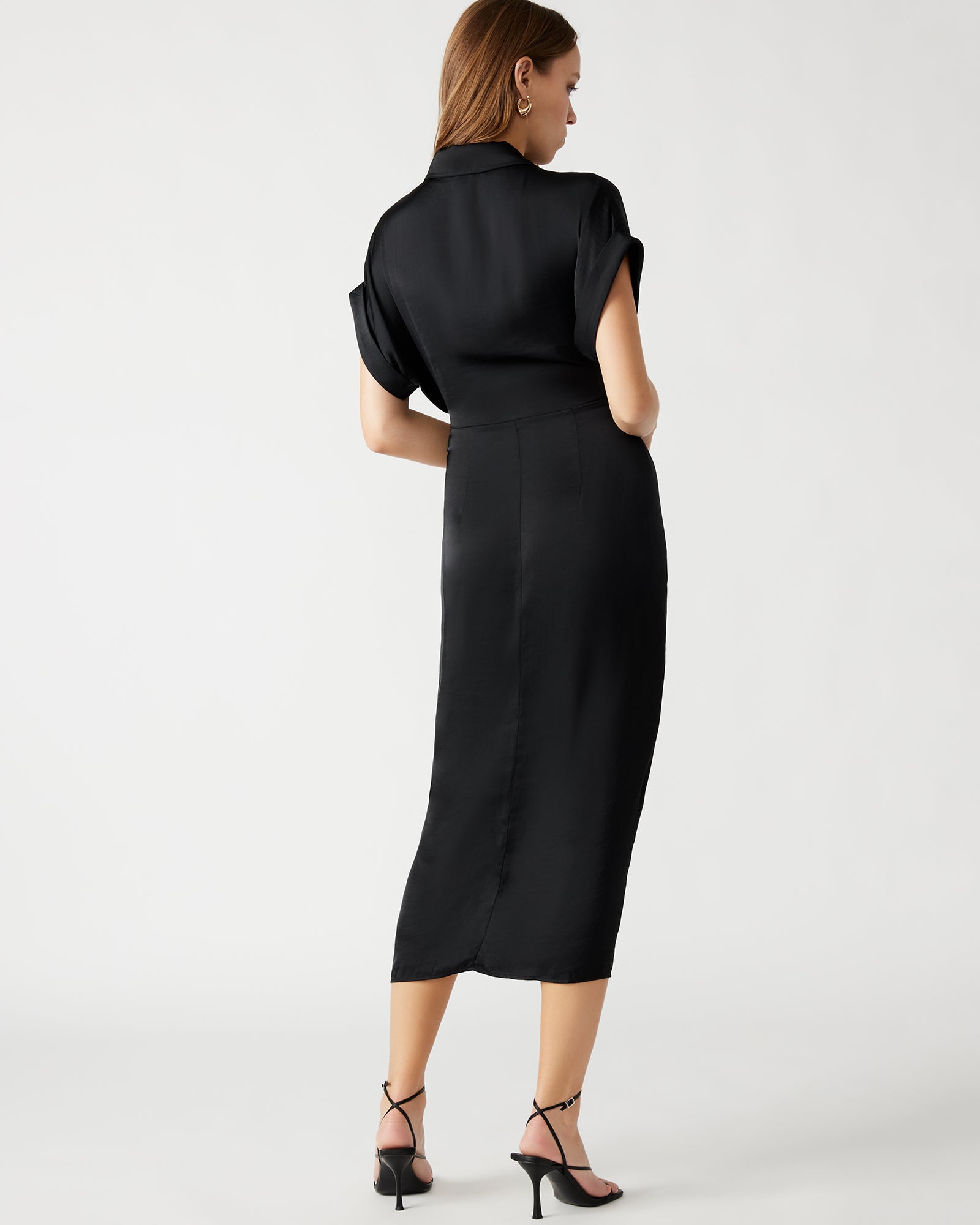 TORI Dress Black | Button Up Collared Midi Dress – Steve Madden