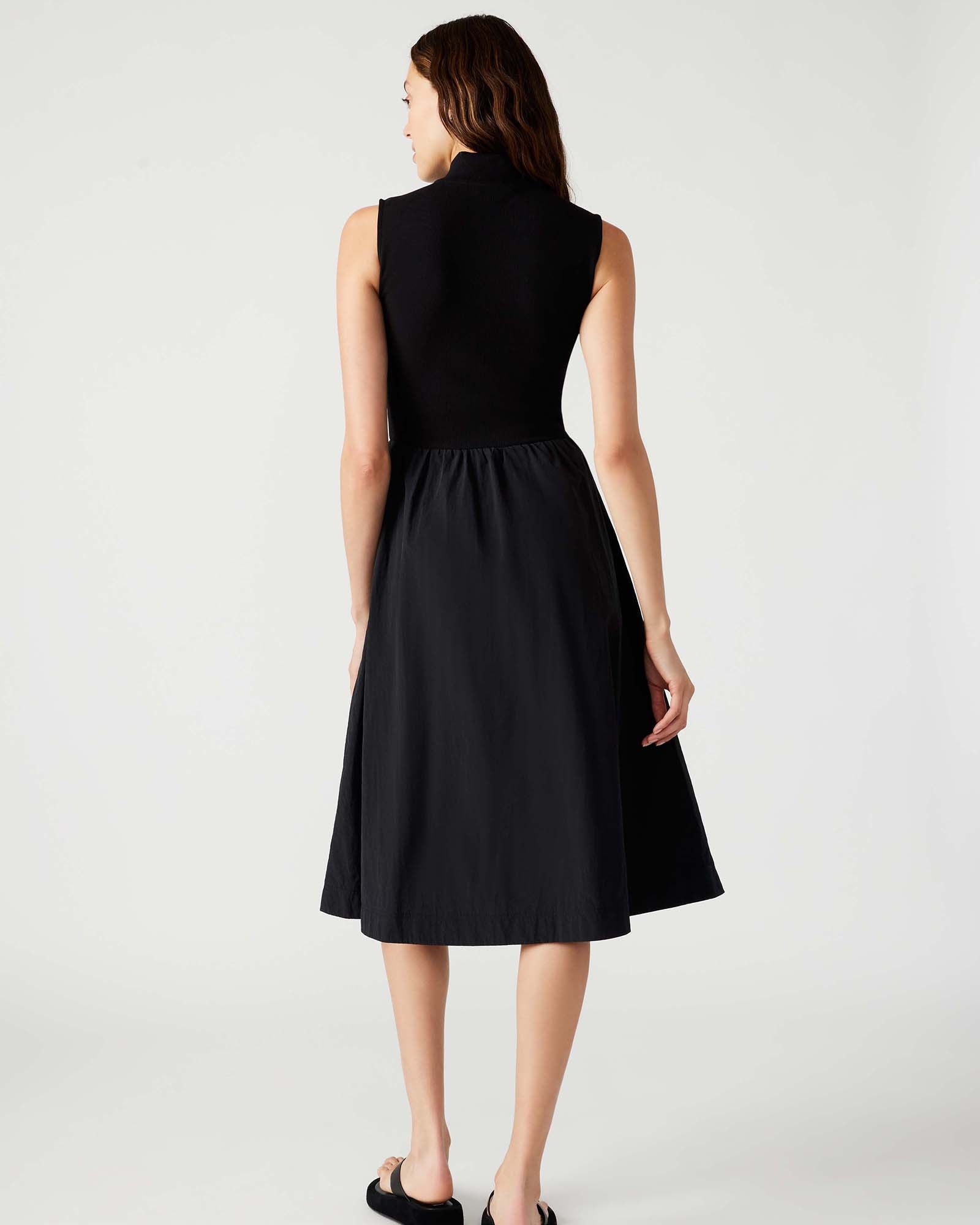 BERLIN Dress Black | Women's Mock Neck Midi Dress – Steve Madden