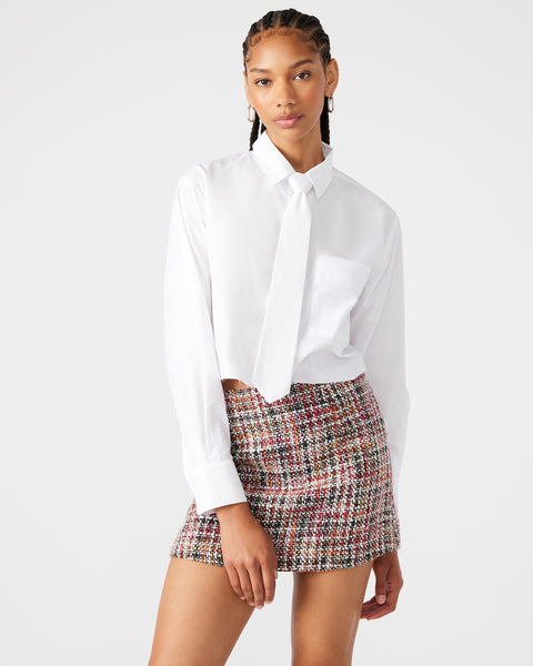 DOM Top White | Women's Cropped Button-Down Tie Top – Steve Madden