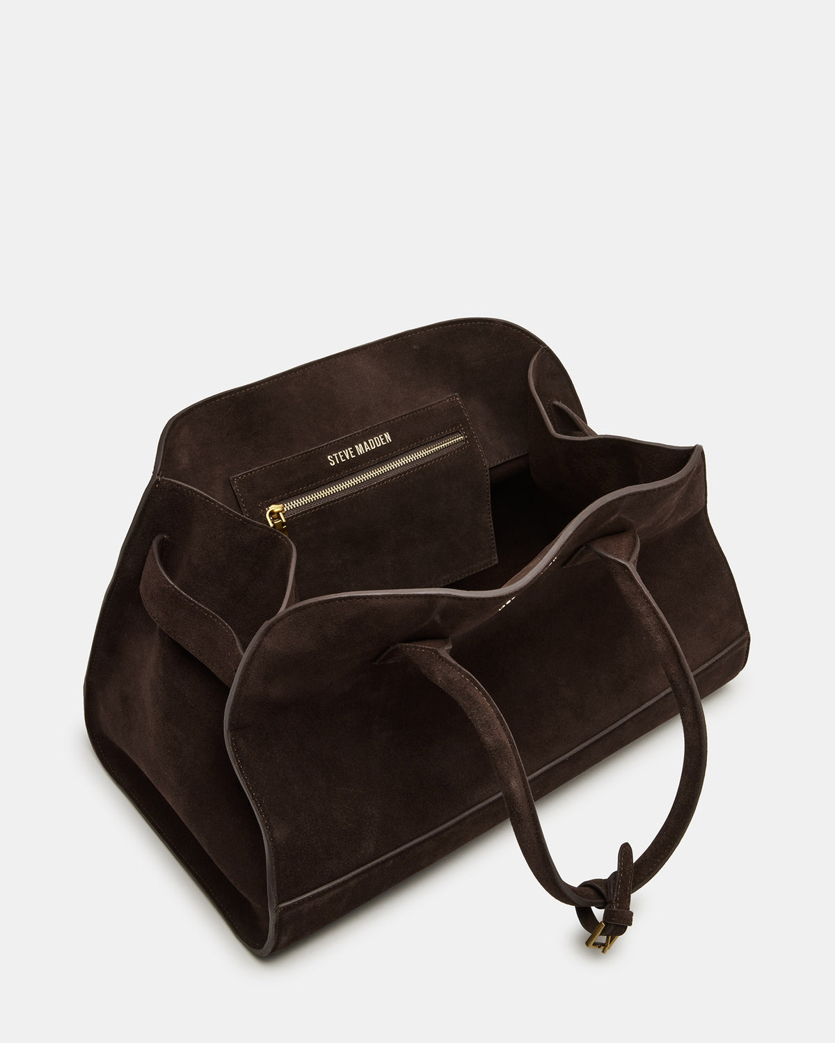 HEIDEE Bag Brown Suede | Women's Shoulder Strap Tote Handbag – Steve Madden