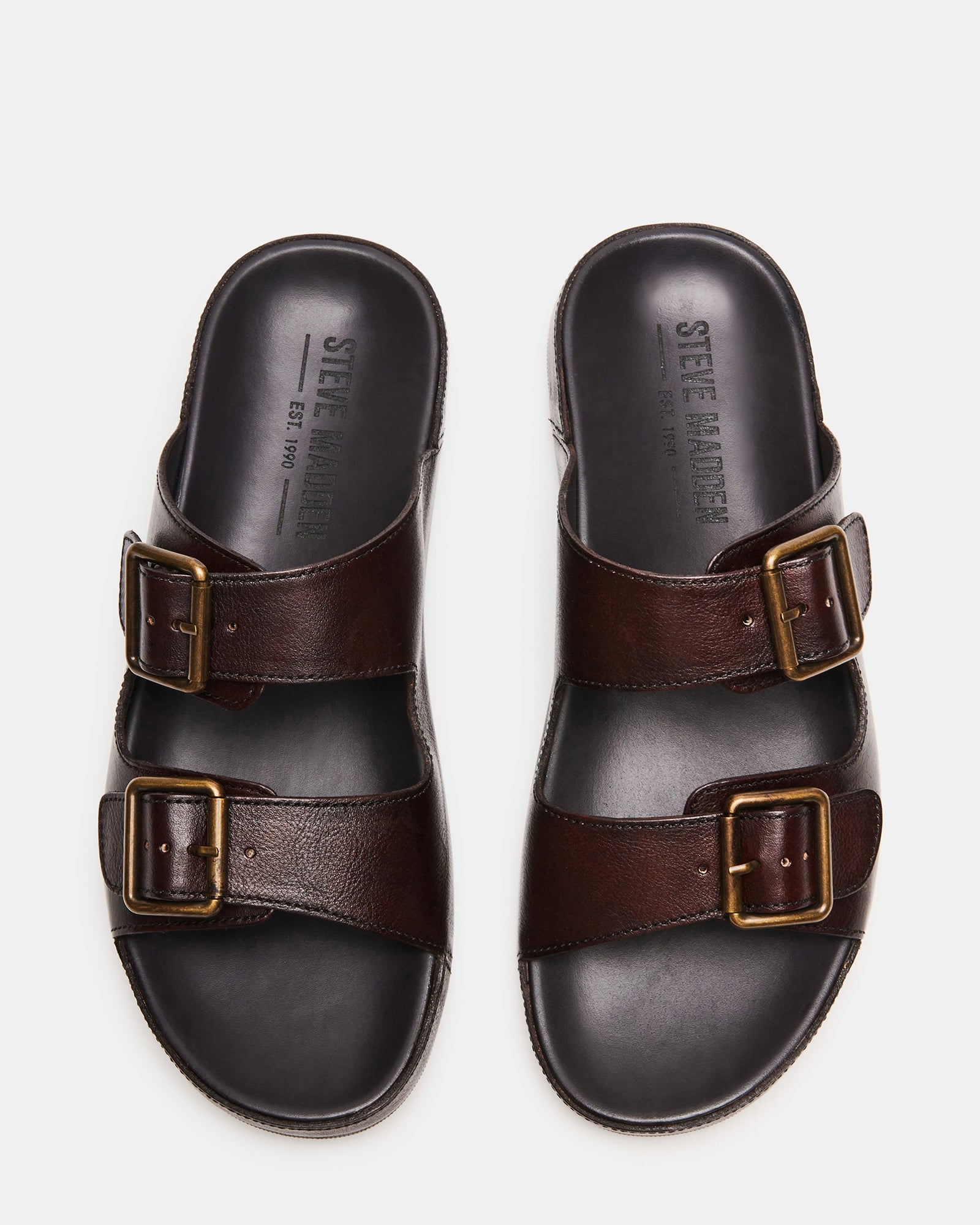 ALEXX Brown Leather Slide Sandal | Men's Sandals – Steve Madden