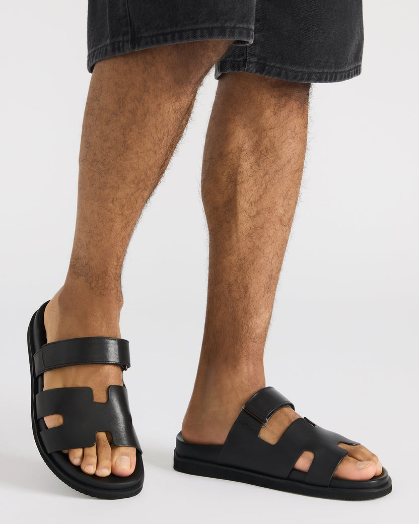 MAIVEN Black Leather Men's Fisherman Sandal – Steve Madden