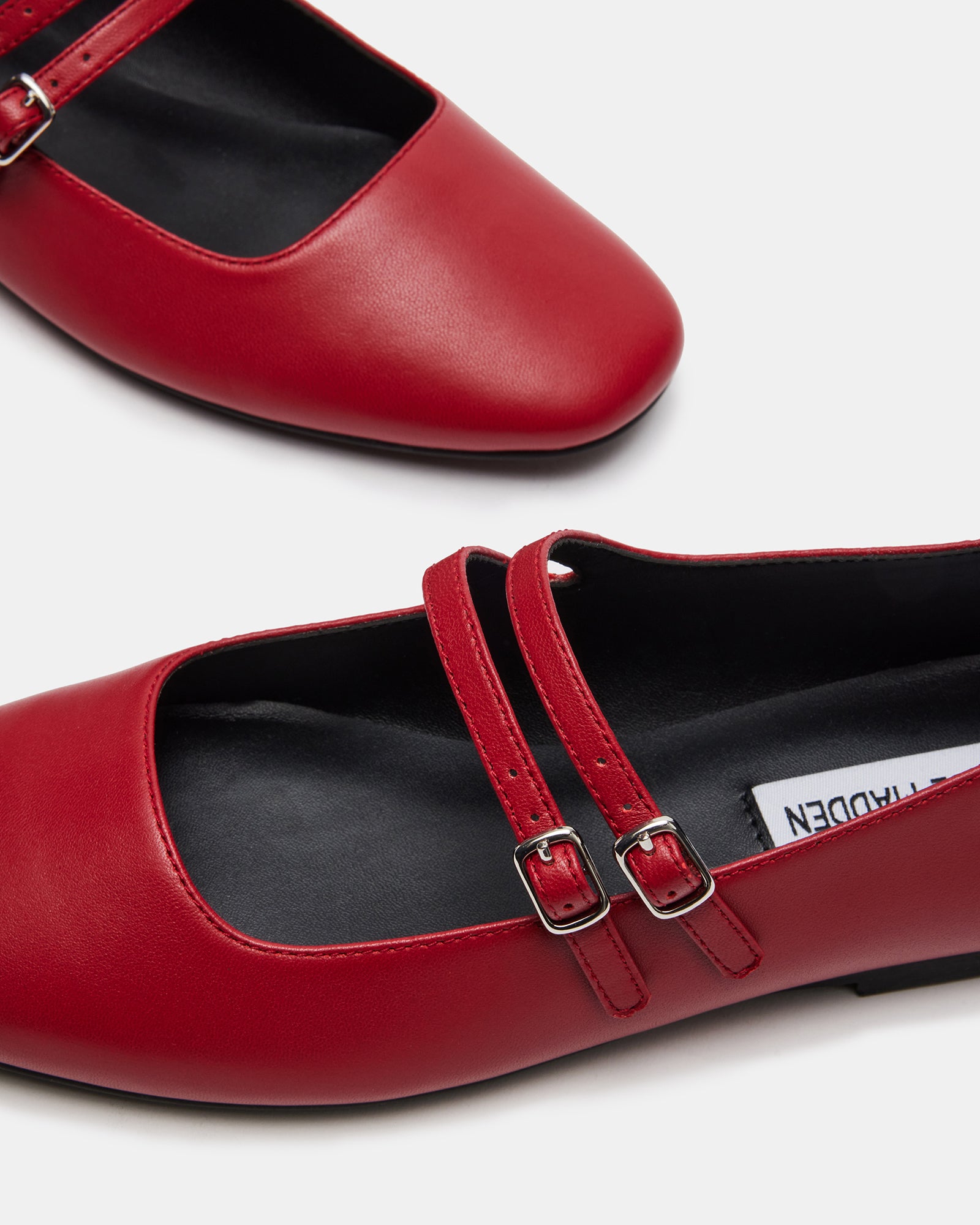 ALISAH Red Leather Mary Jane Flat | Women's Flats – Steve Madden