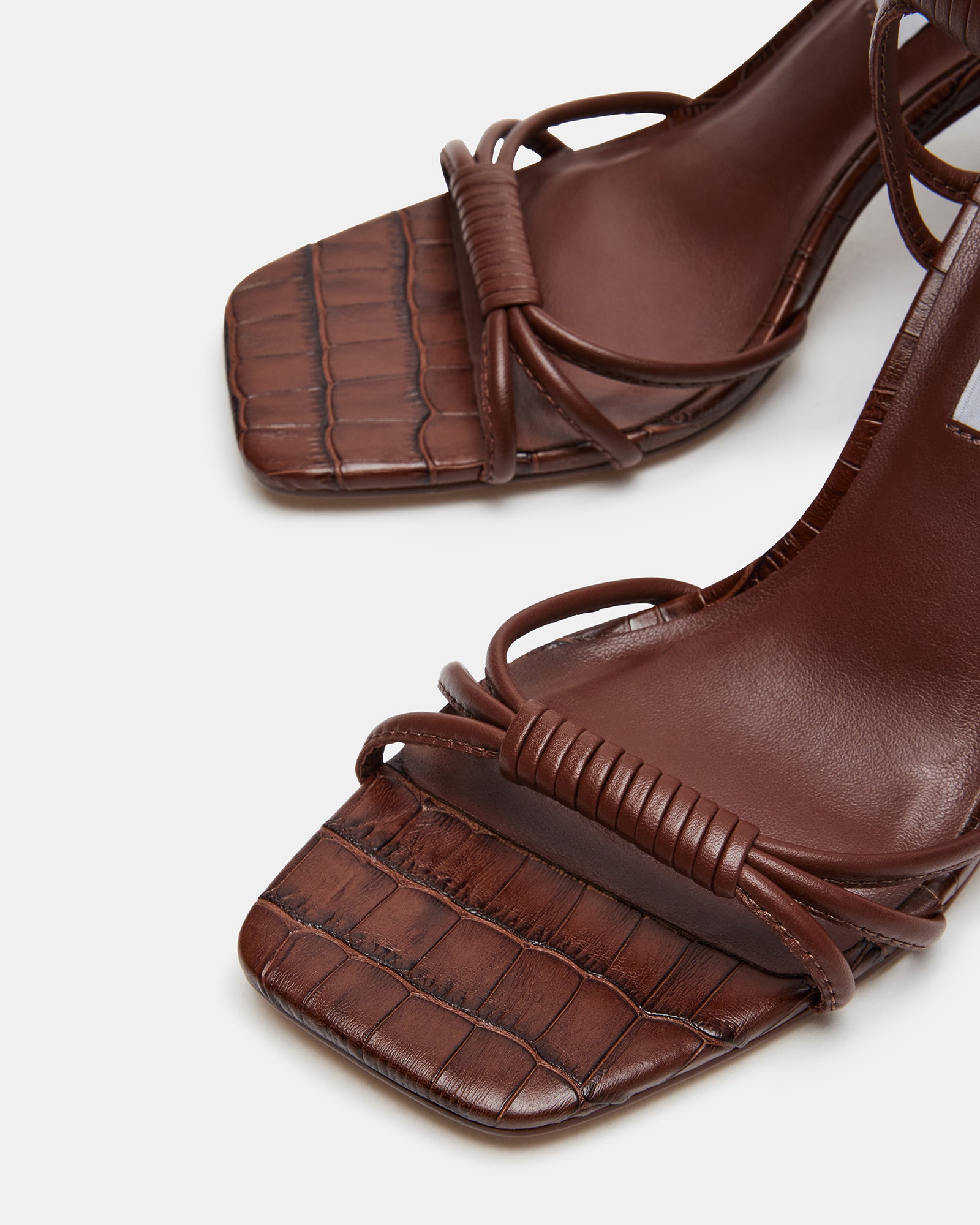 AMBERLY Brown Leather Lace Up Block Heel | Women's Heels – Steve Madden