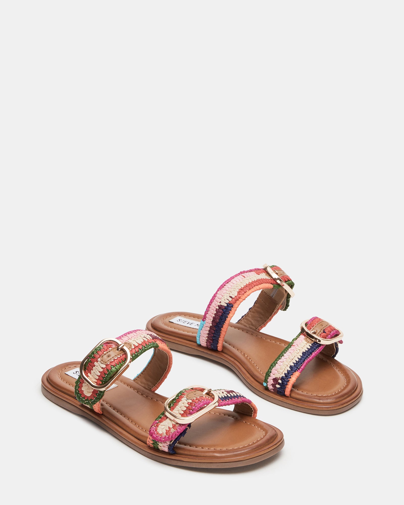 APEROL Multi Flat Raffia Slide Sandal | Women's Sandals – Steve Madden