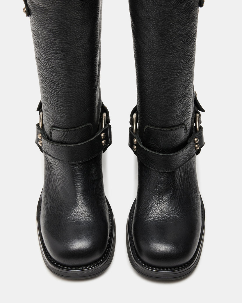 ASTOR Black Leather Knee-High Boot | Women's Boots – Steve Madden