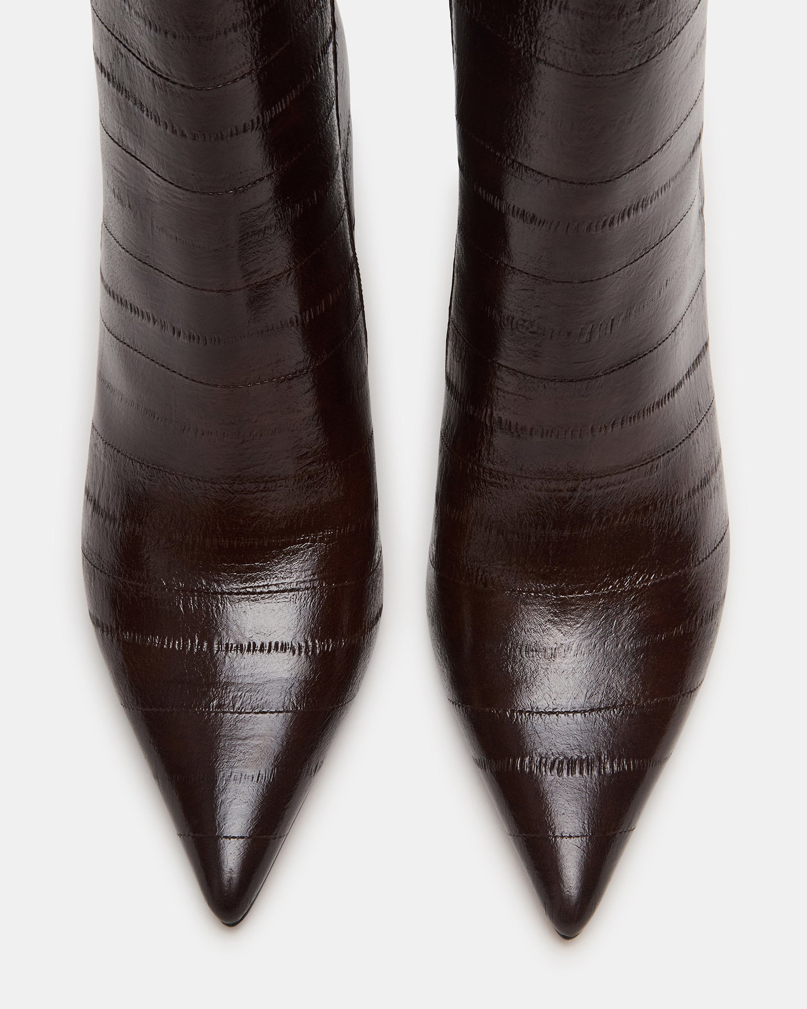 AUDREANA Brown Eel Pointed-Toe Block Heel Women's Ankle Boot – Steve Madden