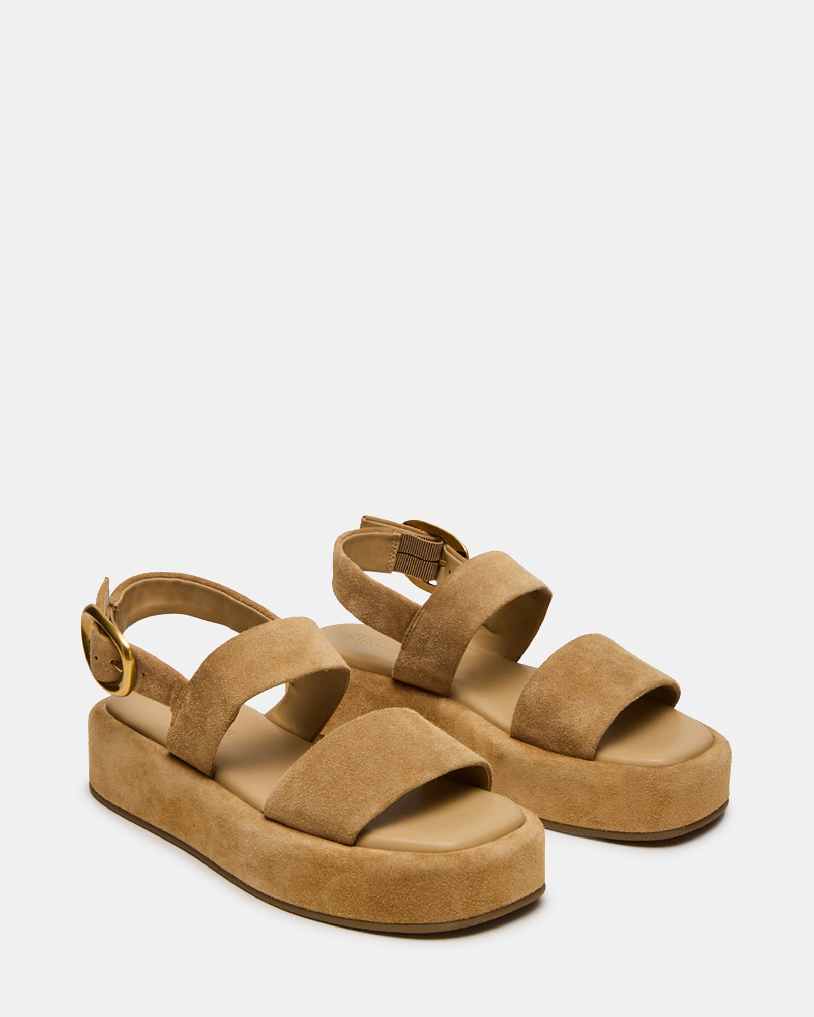 BARONI Sand Suede Square-Toe Platform Women's Sandals – Steve Madden