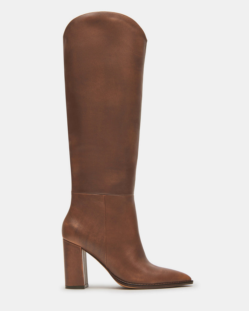 BIXBY Brown Distressed Knee-High Boot | Women's Boots – Steve Madden