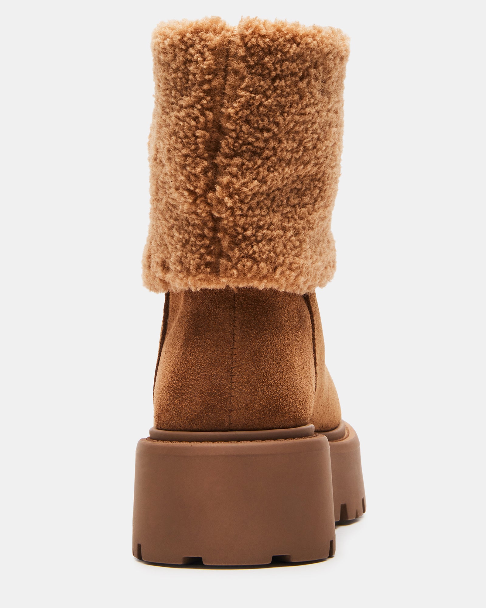BLIZZARD Tan Suede Faux Shearling Cuffed Bootie | Women's Booties ...