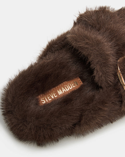 BOHAN Brown Faux Fur Slip-On | Women's Flats – Steve Madden