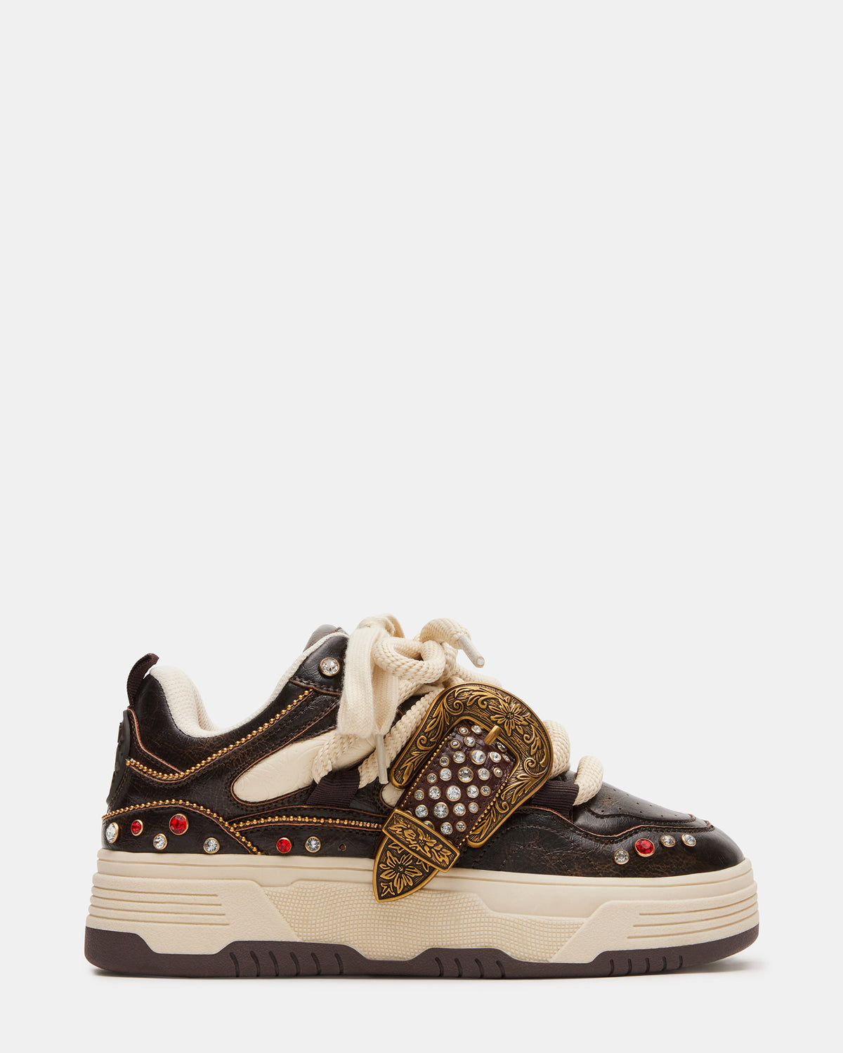BOOMER Stud Brown Distressed Platform Chunky Sneaker | Women's Sneakers ...