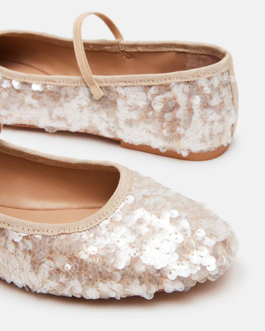 BOUQUET Champagne Sequin Mary Jane Ballet Flat | Women's Flats – Steve ...