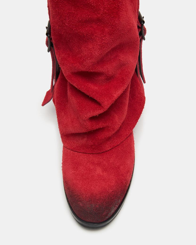 BOZEMAN Red Suede Knee-High Fold-Over Cuffed Women's Boot – Steve Madden