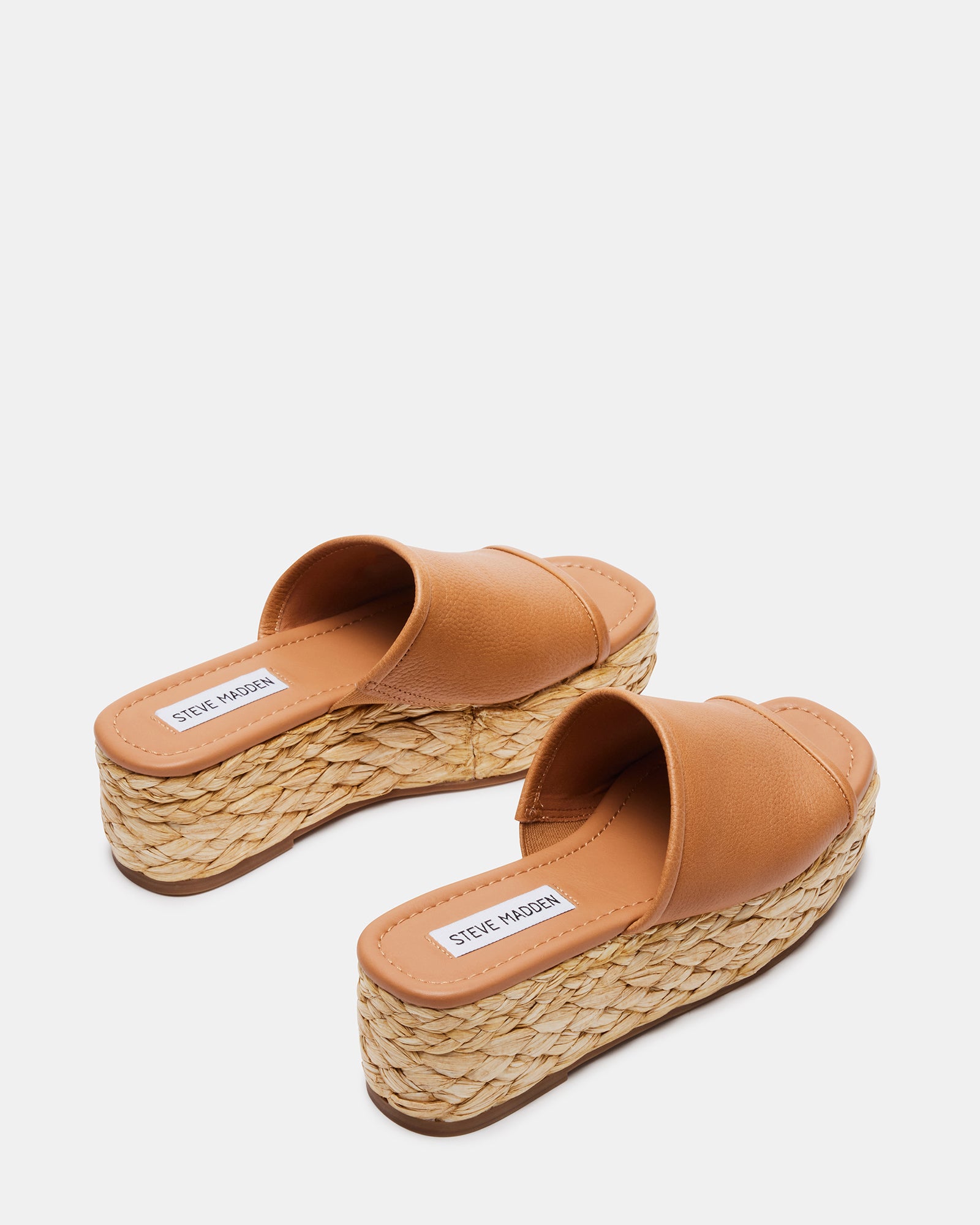 BRAIDEN Tan Leather Platform Slide Sandal | Women's Sandals – Steve Madden