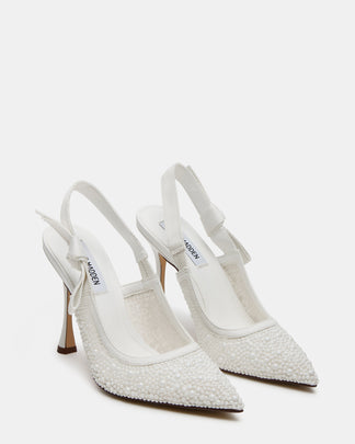 BRI White Lace Slingback Pump Heel | Women's Heels – Steve Madden