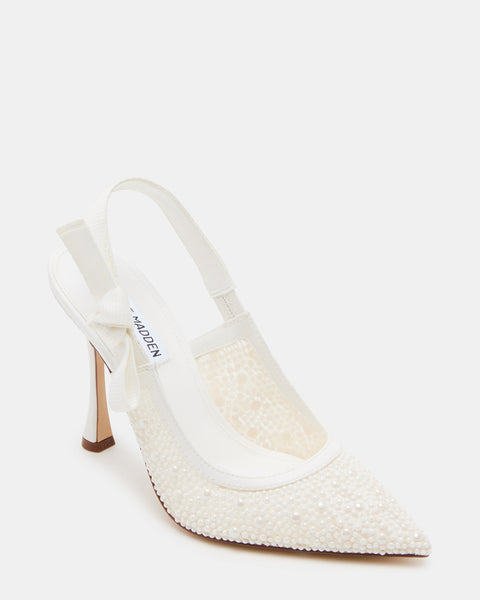 BRI White Lace Slingback Pump Heel | Women's Heels – Steve Madden