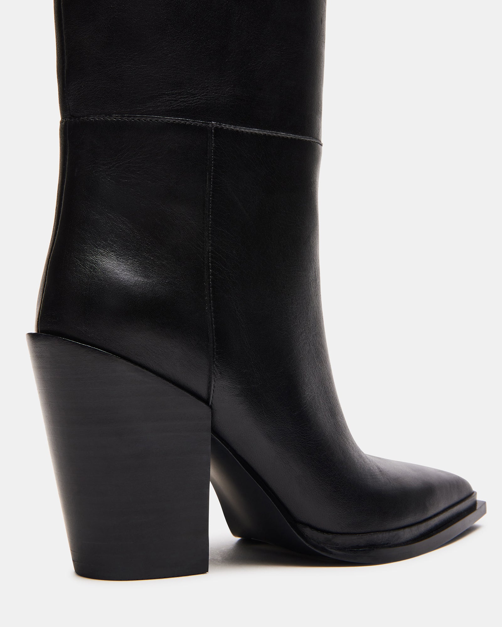 BRONTY Black Leather Knee High Western Boot | Women's Boots – Steve Madden