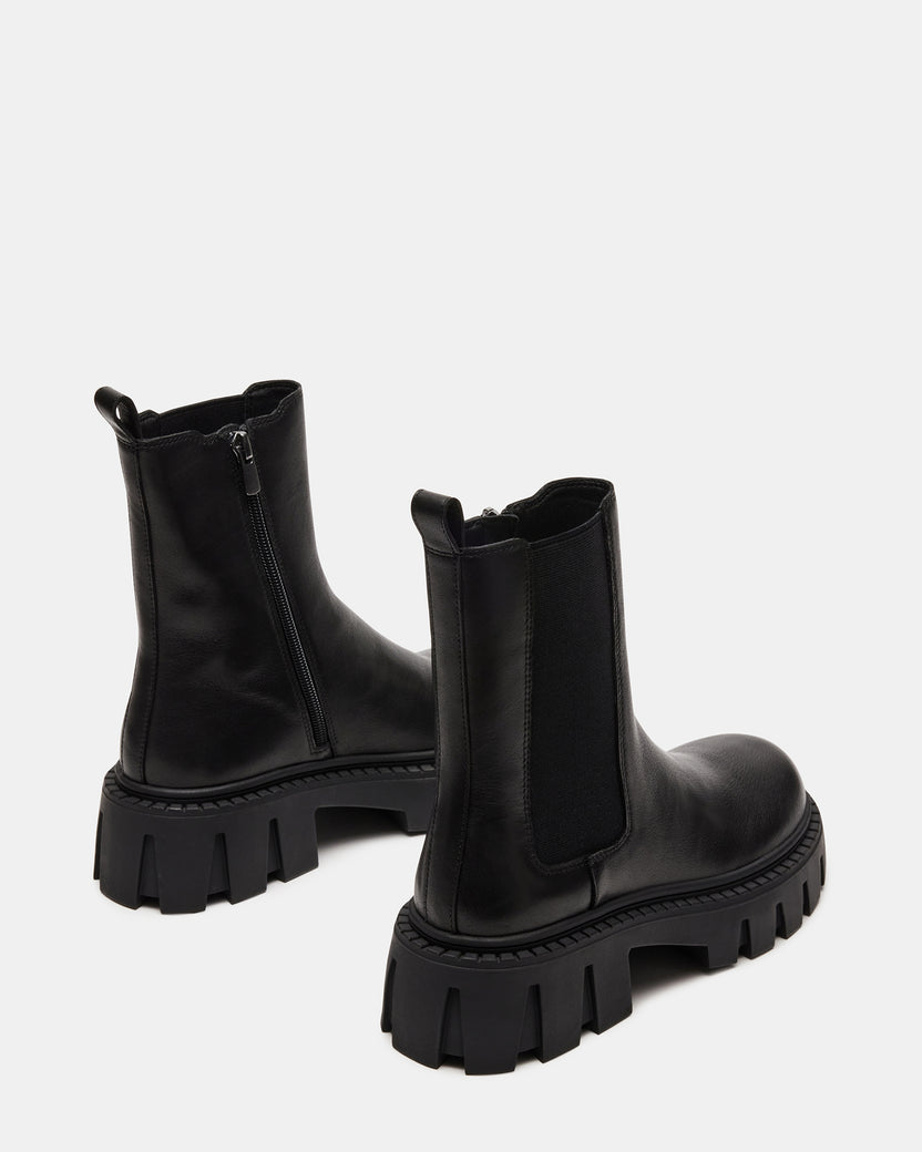 CHARGES Black Leather Platform Bootie | Women's Booties – Steve Madden