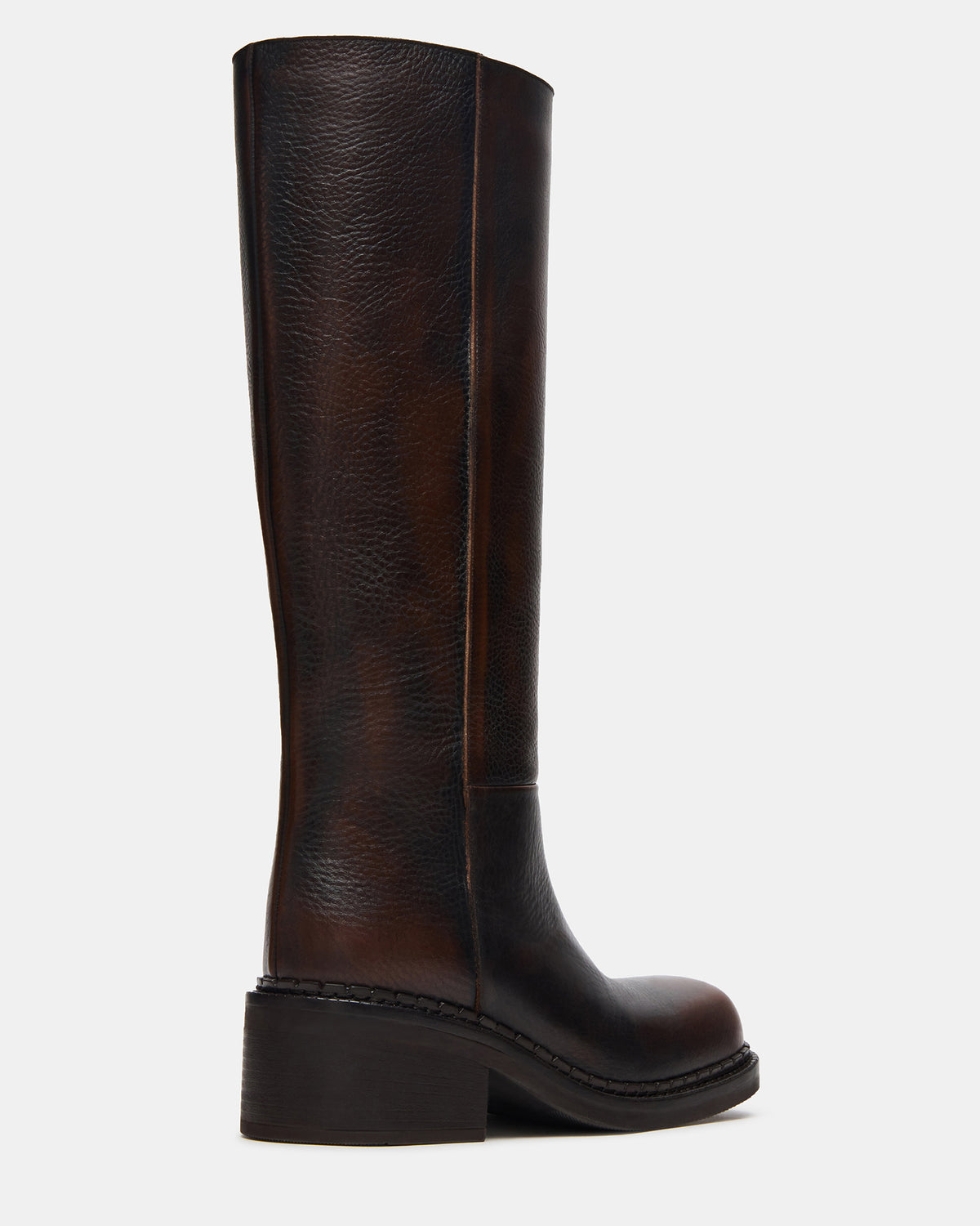 DAVOS Cognac Leather Square-Toe Knee High Block Heel Women's Boot ...
