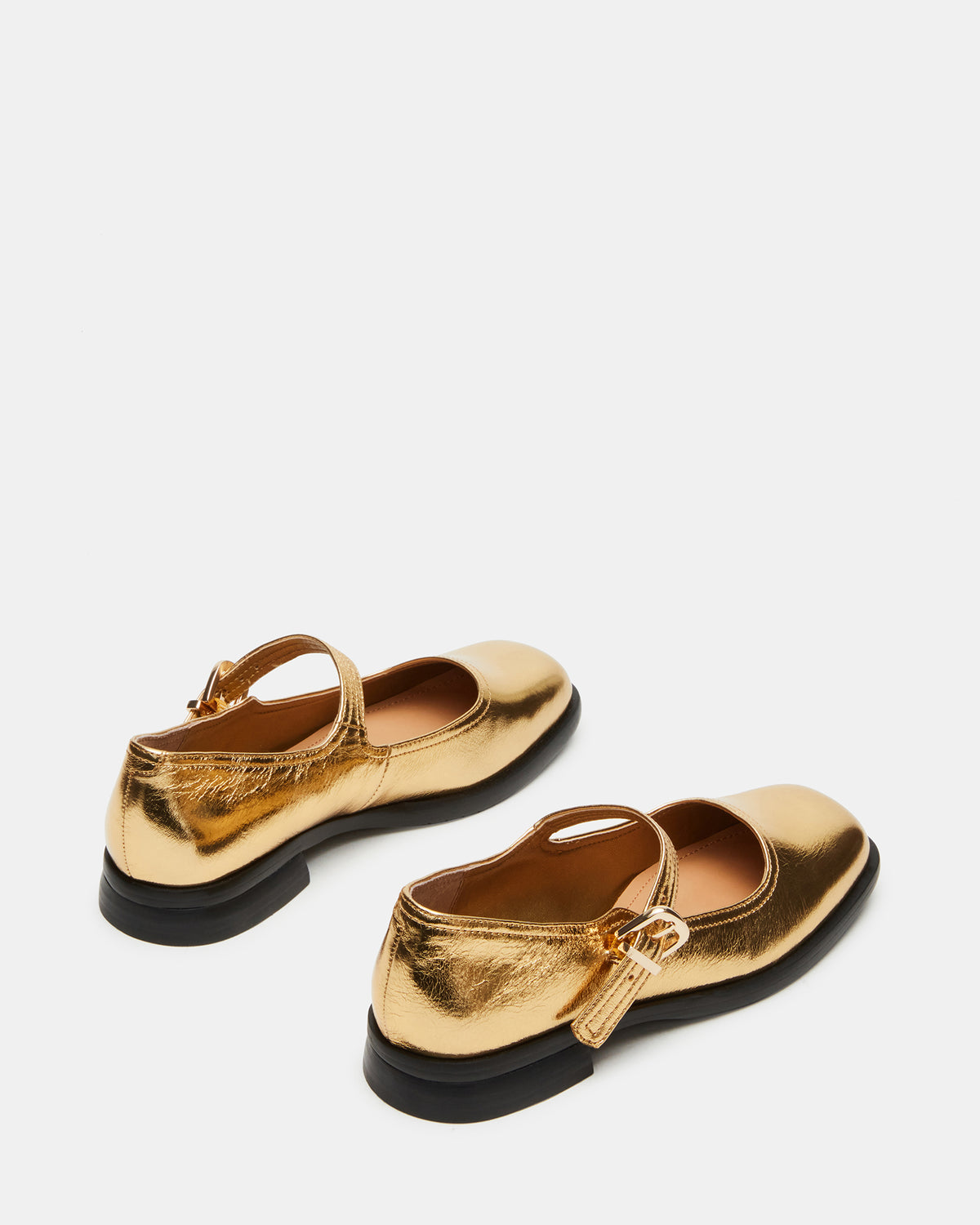 DELANCY Gold Leather Women's Mary Jane Flats – Steve Madden