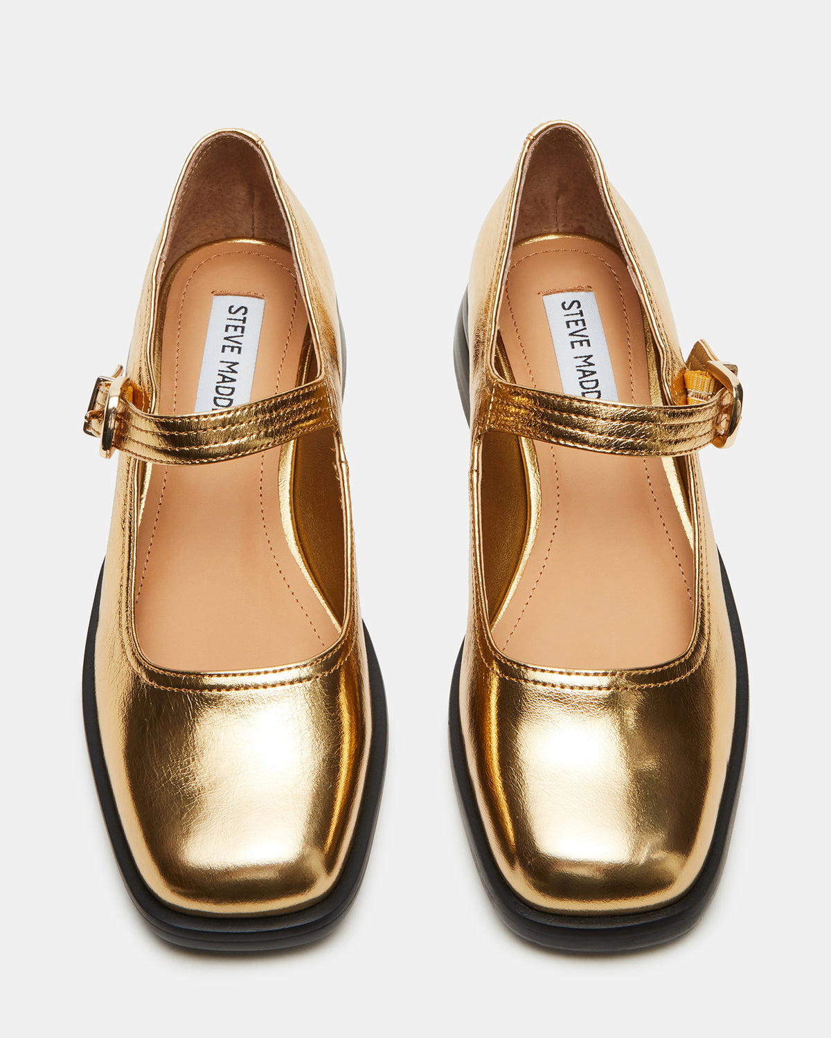 DELANCY Gold Leather Women's Mary Jane Flats – Steve Madden