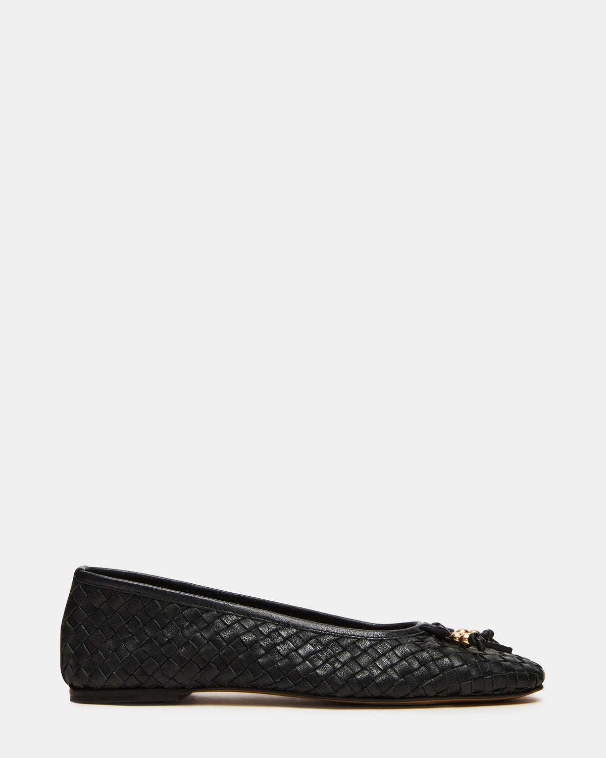 DIVY Black Leather Woven Bow Ballet Round-Toe Women's Flat – Steve Madden
