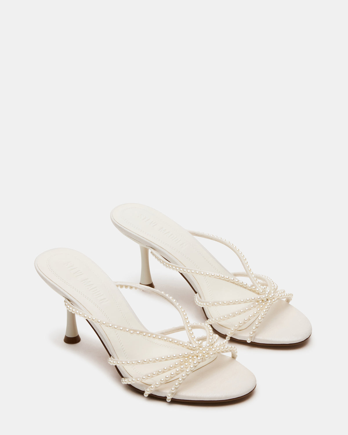 EDNA Pearl White Strappy Mule Women's Heel – Steve Madden