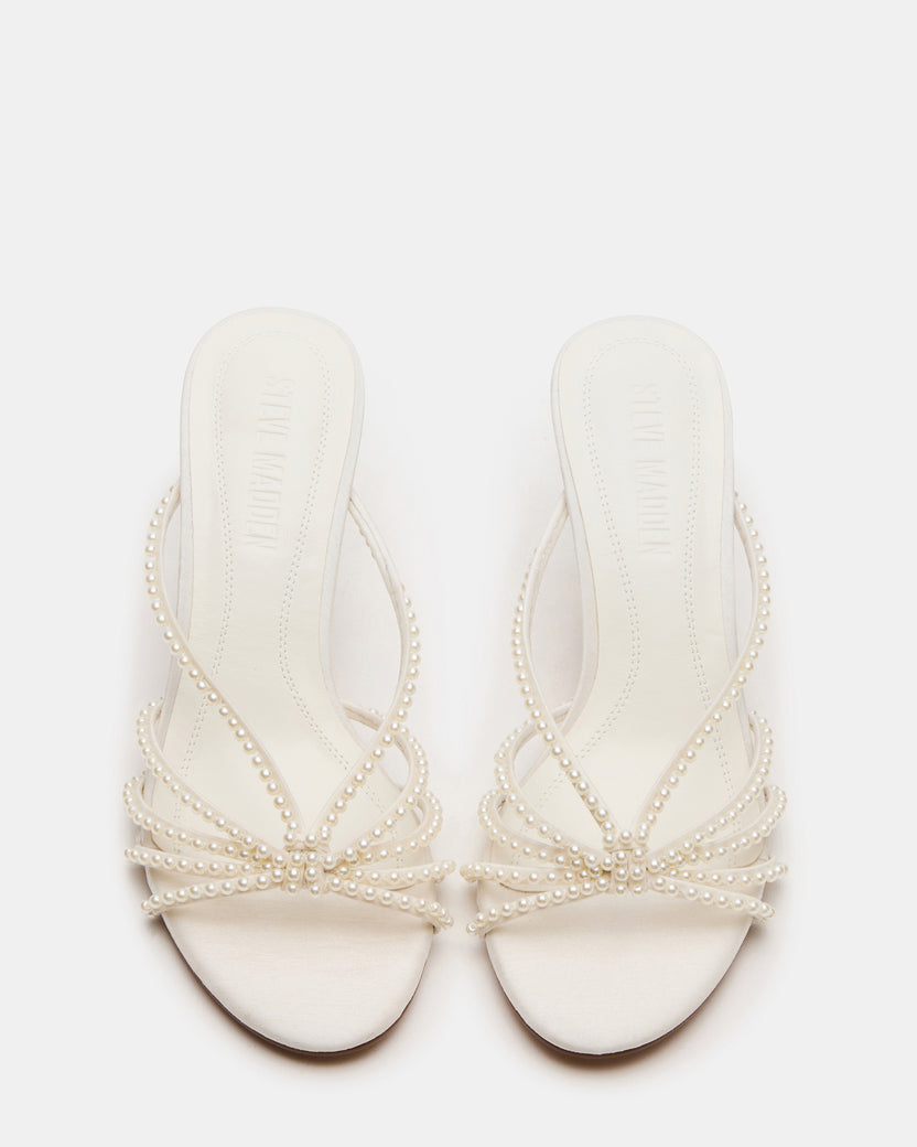 EDNA Pearl White Strappy Mule Women's Heel – Steve Madden