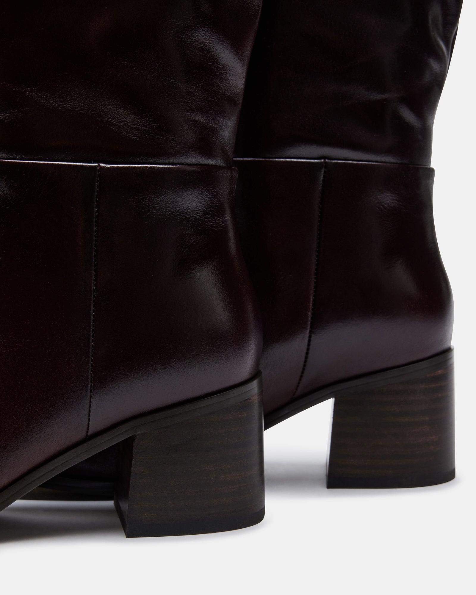 ELKAH Brown Leather Knee High Square Toe Boot | Women's Boots – Steve ...