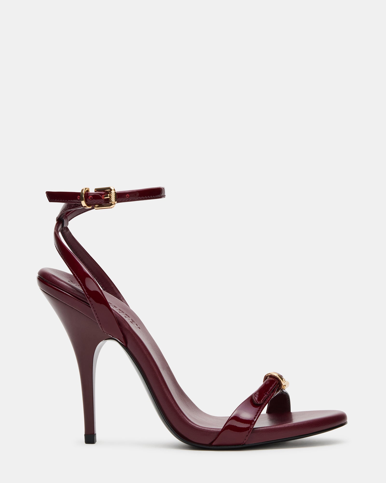 FOXX Burgundy Patent Strappy Stiletto Open-Toe Women's Heel – Steve Madden