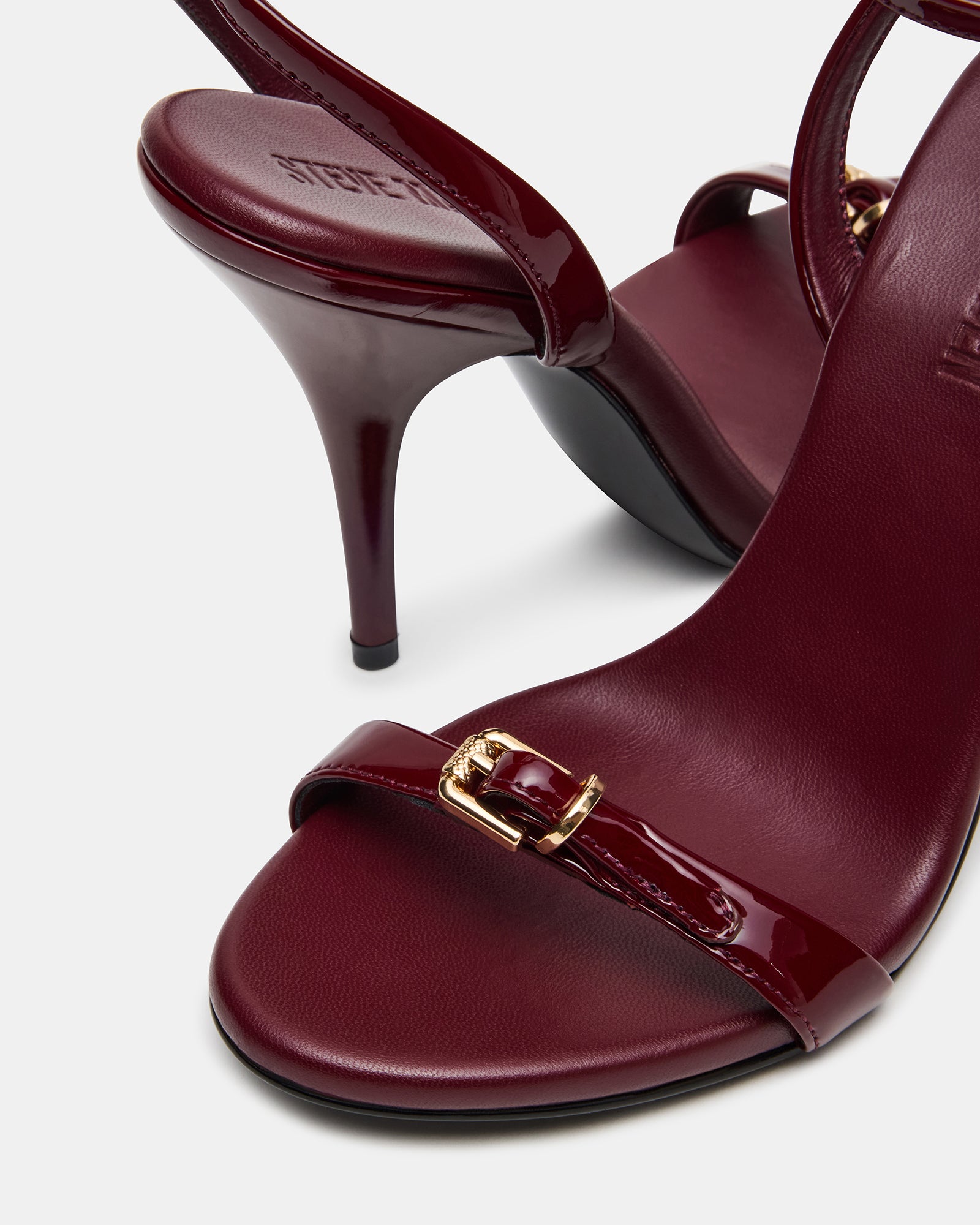 FOXX Burgundy Patent Strappy Stiletto Open-Toe Women's Heel – Steve Madden