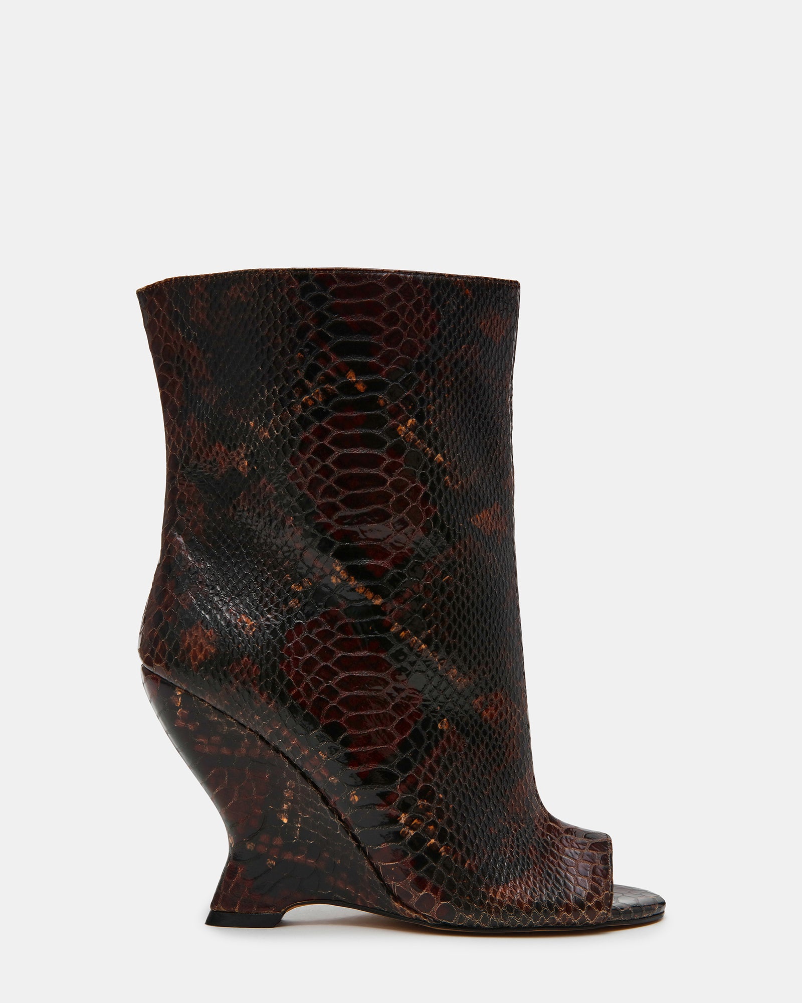 RYLIX Brown Snake Wedge Peep-Toe Women's Ankle Boot – Steve Madden