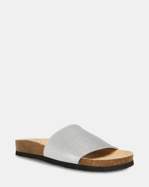 GRAVITY Silver Footbed Slide Sandal | Women's Sandals – Steve Madden