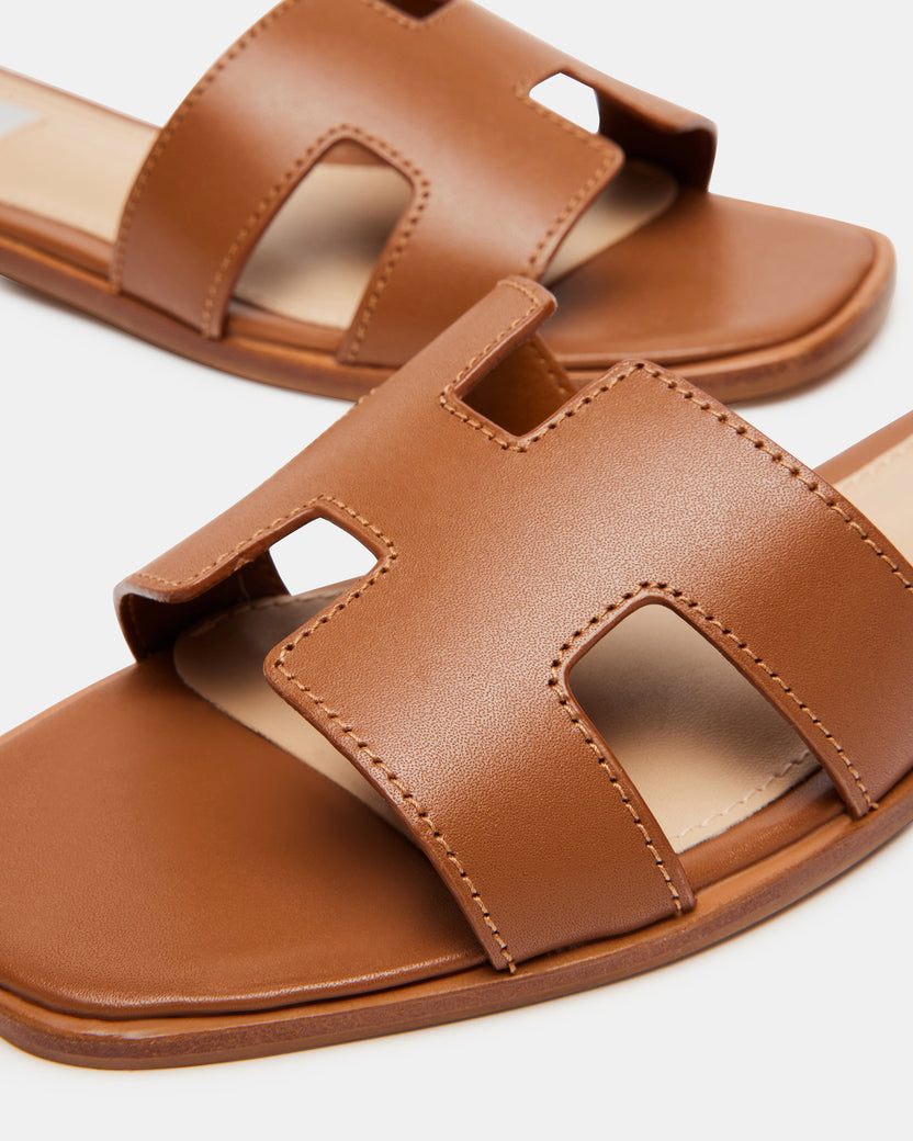 HADYN Cognac Leather Sandal | Women's Designer Sandals – Steve Madden