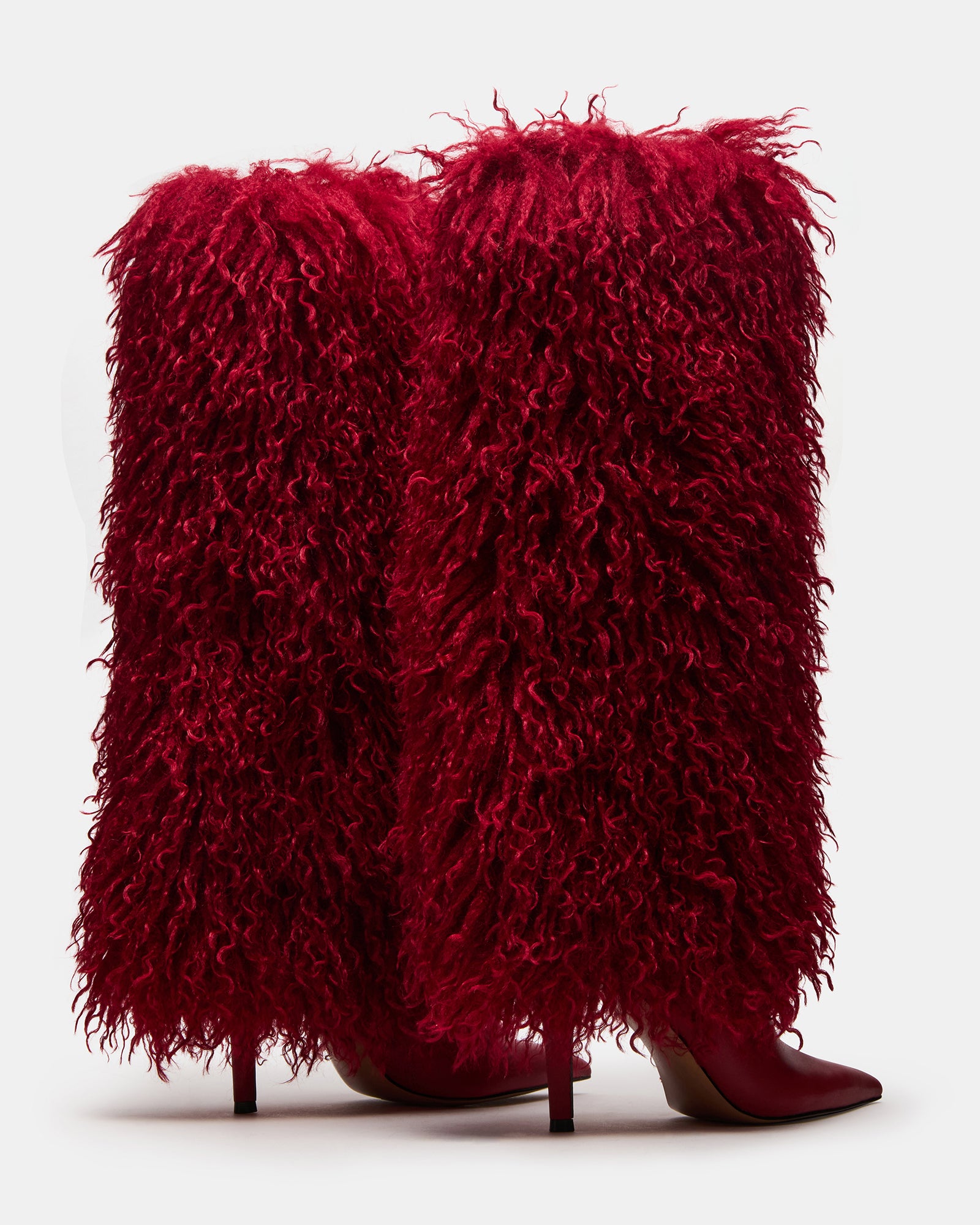 ICON Red Pointed-Toe Faux Fur Knee-High Stiletto Heel Women's Boot – Steve Madden