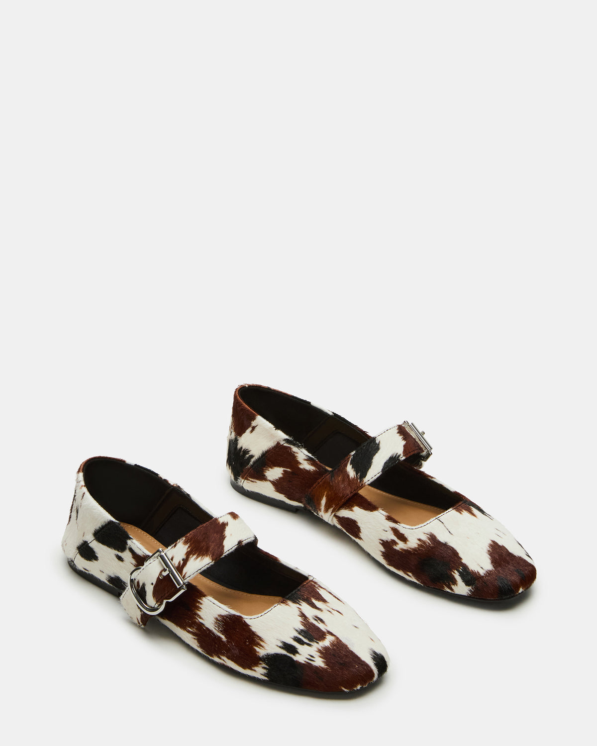 JENNI Brown Cow Print Square-Toe Mary Jane Ballet Flat | Women's Flats ...