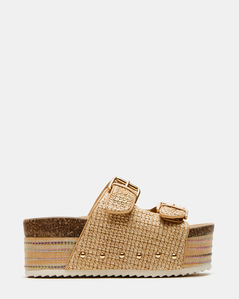KALI Raffia Platform Slide Sandal | Women's Sandals – Steve Madden