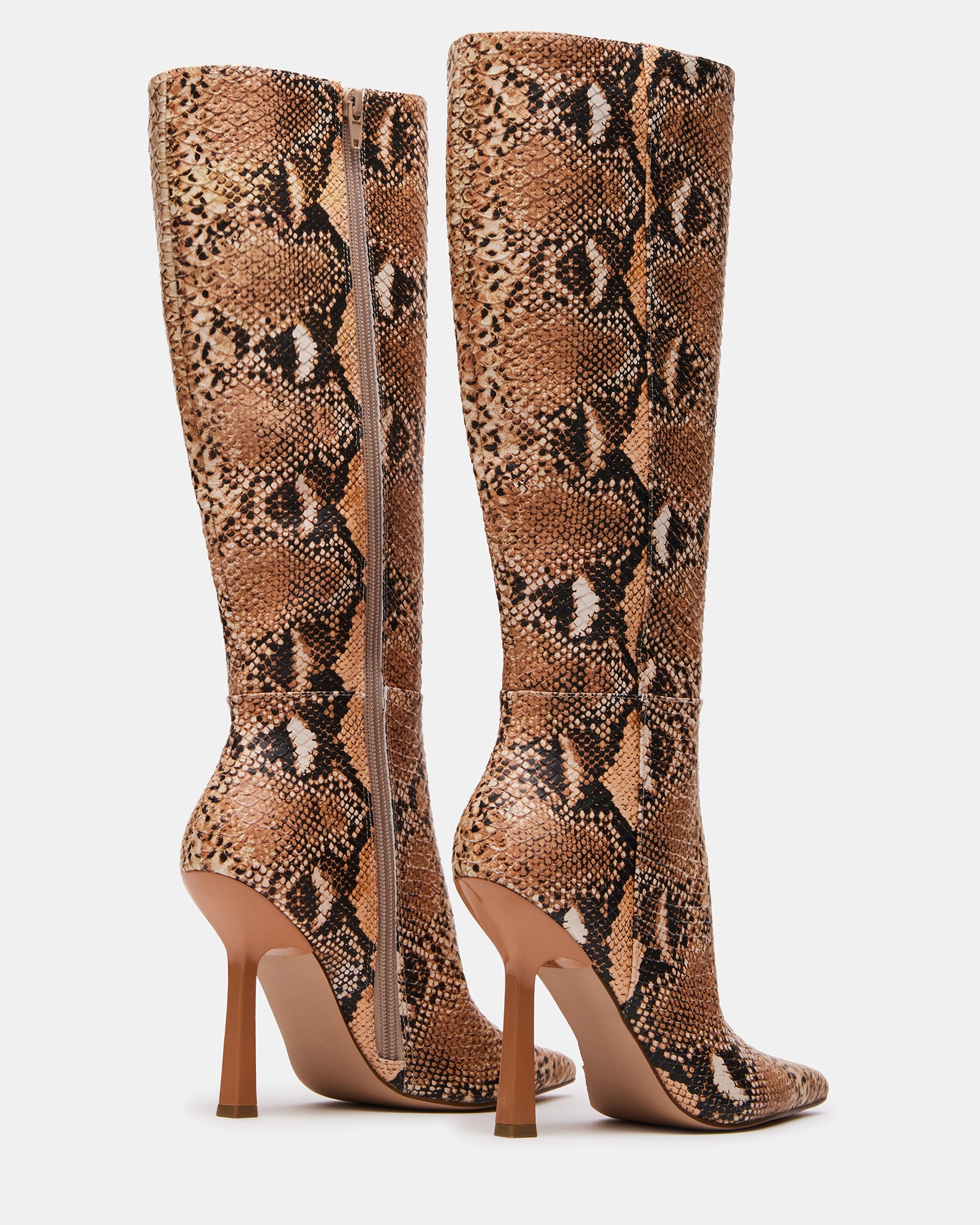 KATHLEEN Natural Snake Point Toe Knee High Boot | Women's Shoes – Steve ...