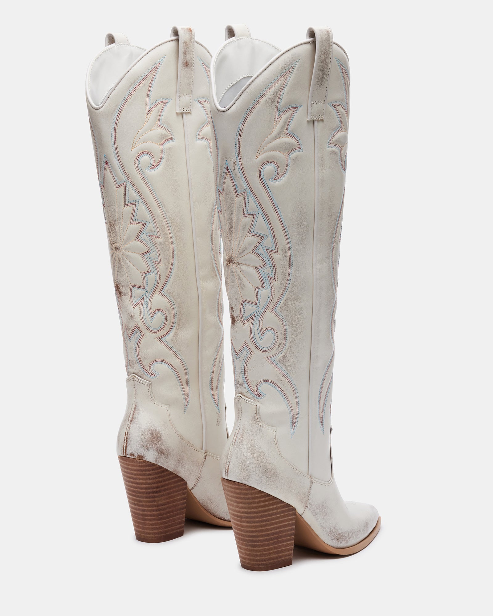 LASSO White Distressed Western Boot | Women's Boots – Steve Madden
