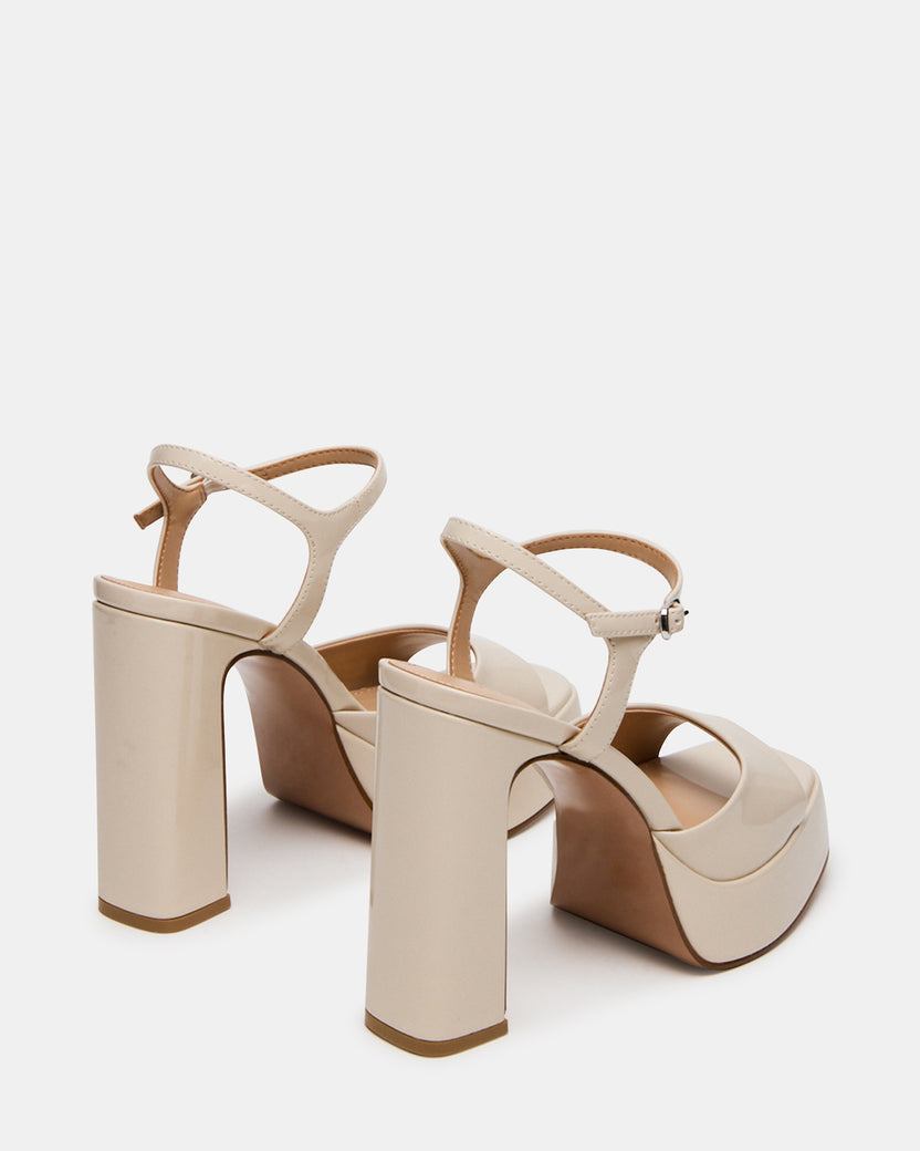 LIANDRA Bone Patent Platform Square-Toe Strappy Heel | Women's Heels ...