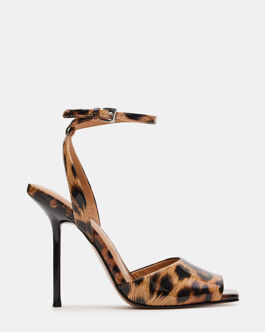 LILAC Leopard Patent Square-Toe Strappy Heel | Women's Heels – Steve Madden