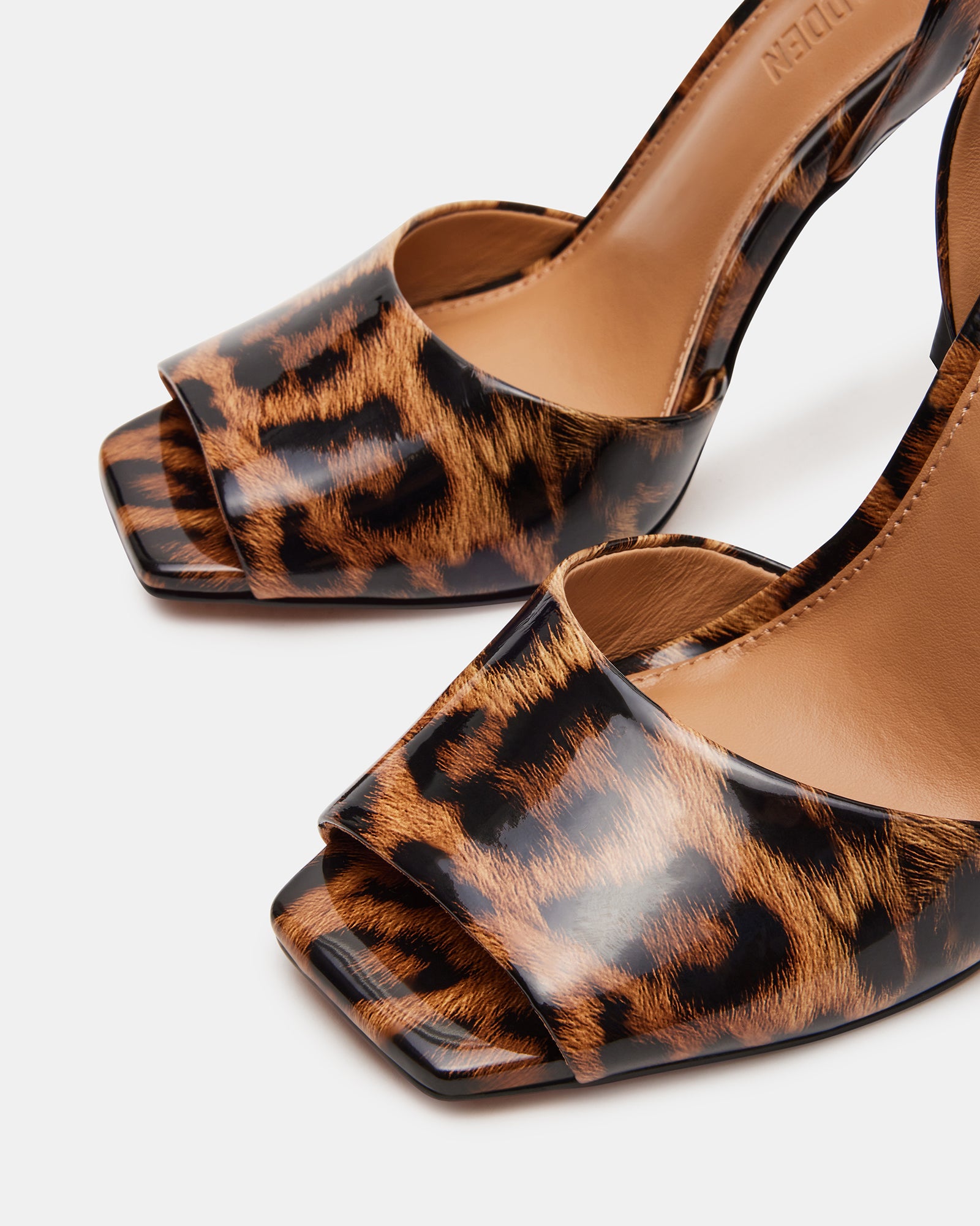 LILAC Leopard Patent Square-Toe Strappy Heel | Women's Heels – Steve Madden