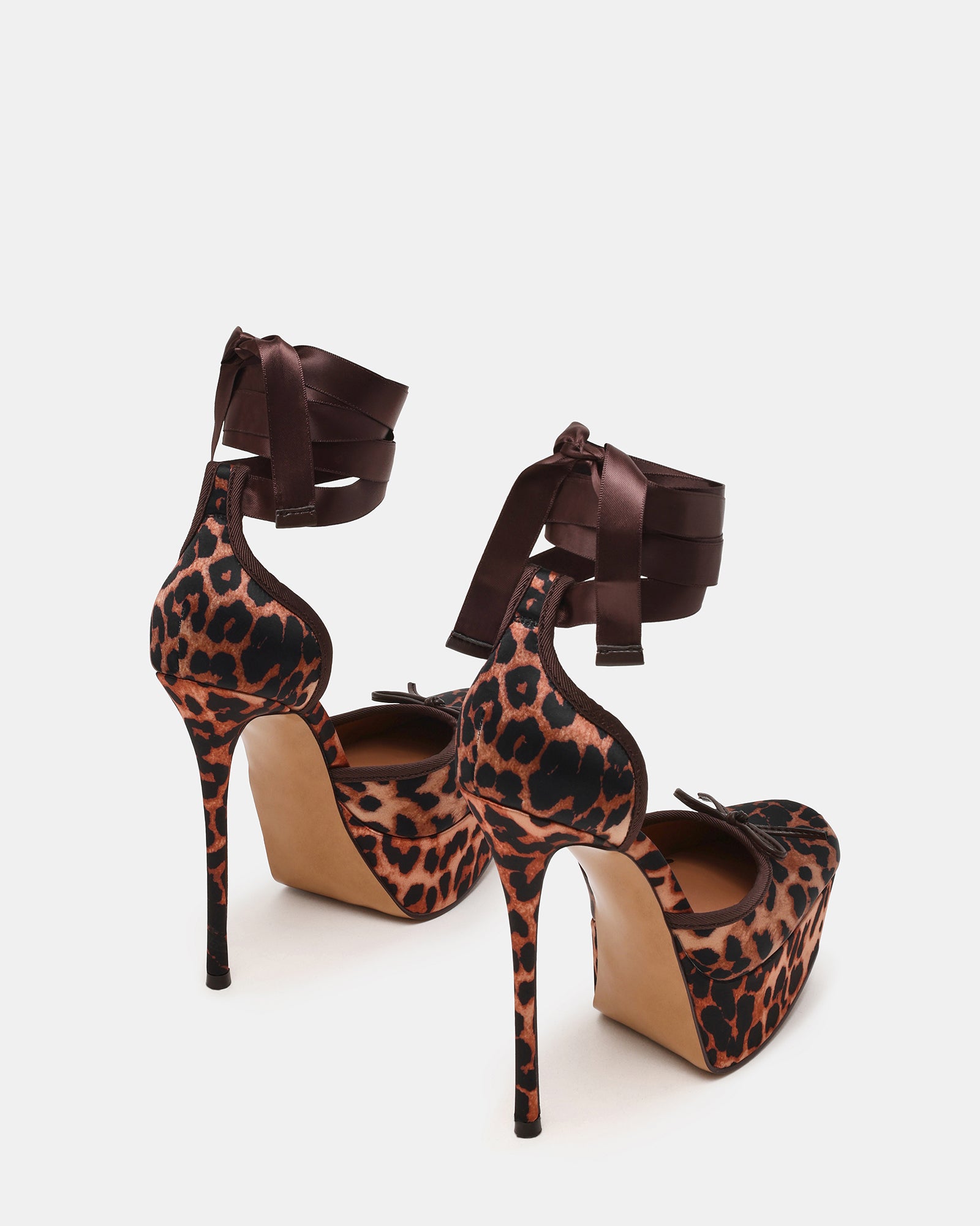 LISTEN Leopard Satin Stiletto Pump Lace-Up Women's Heel – Steve Madden