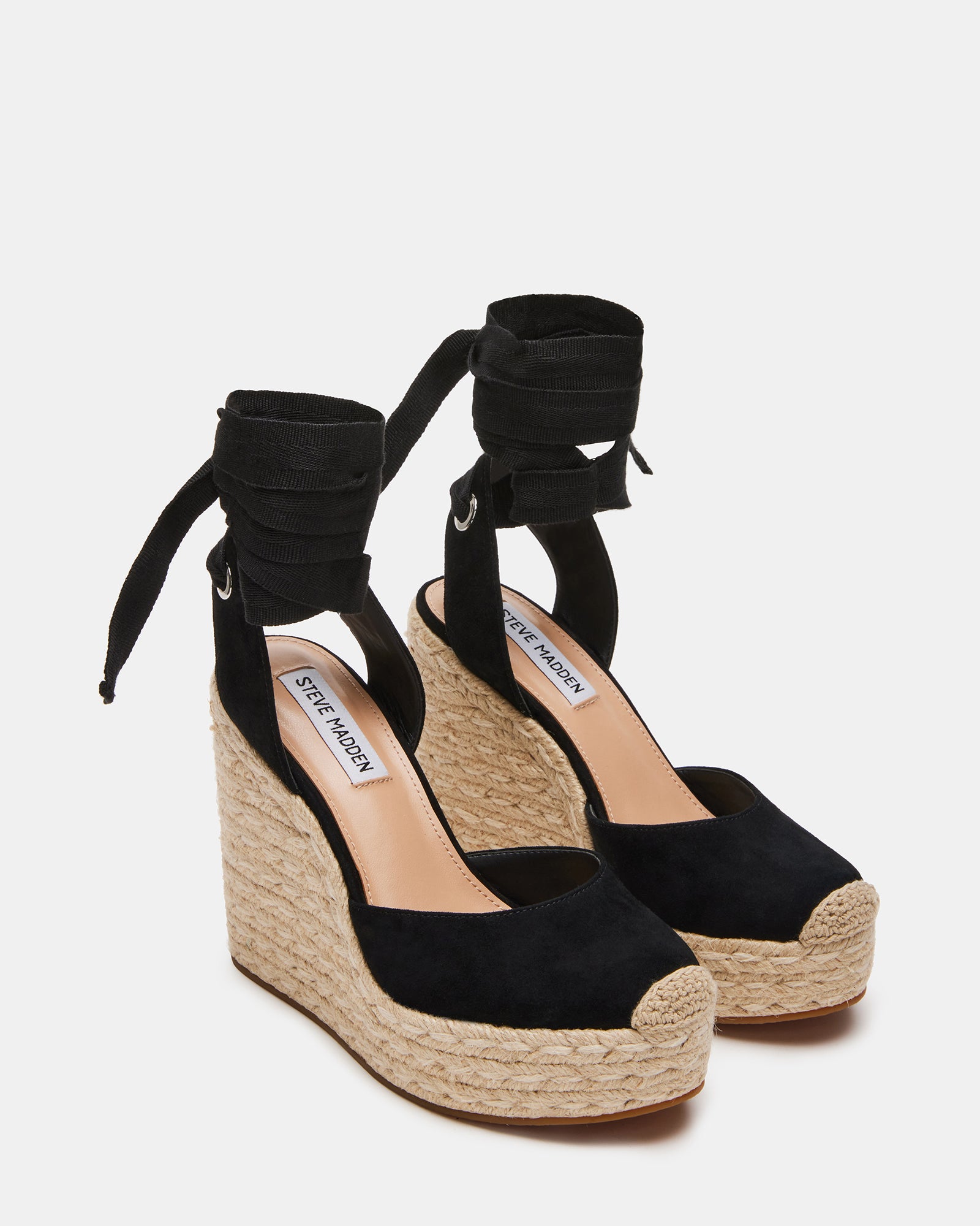 LOCKET Black Suede Platform Wedge Sandal | Women's Sandals – Steve Madden
