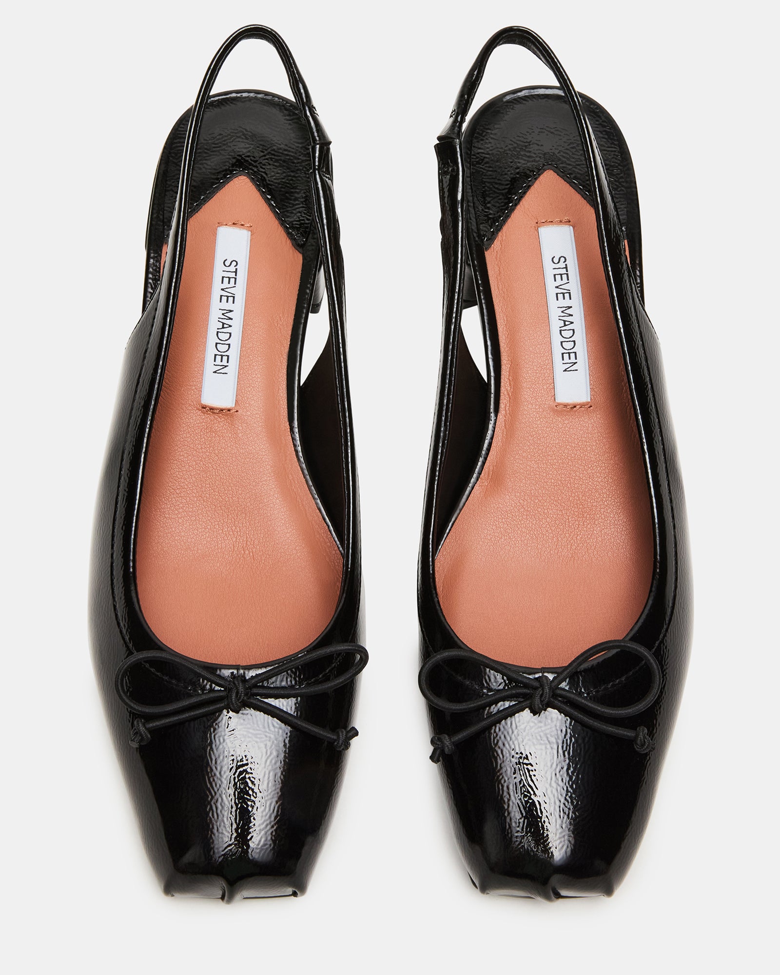 LOVED Black Crinkle Patent Square-Toe Slingback Ballet Women's
